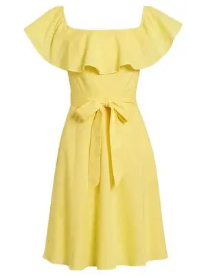 MIKAEL AGHAL Off-the-shoulder Ruffled Gauze Mini Dress - Yellow