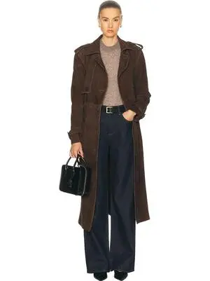 ARMA Benedict Suede Trench Coat - Mud Brown