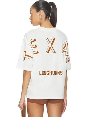 HYPE AND VICE University Of Texas At Austin Football Oversized Tee - White & Burnt Orange