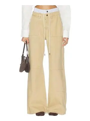 Monse Double Waistband Wide Leg Pant - Tan