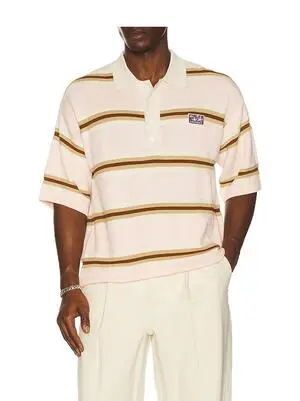 NAHMIAS Knit Striped Polo In Pink - Soft Pink Stripe