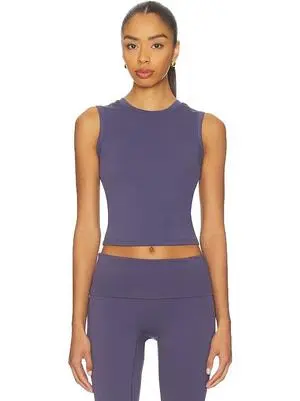 GOLD HINGE Coresculpt Crop Tank Top - Pale Indigo