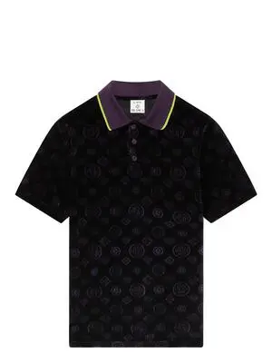 Casablanca Purple Monogram Velour Polo Shirt - Silver