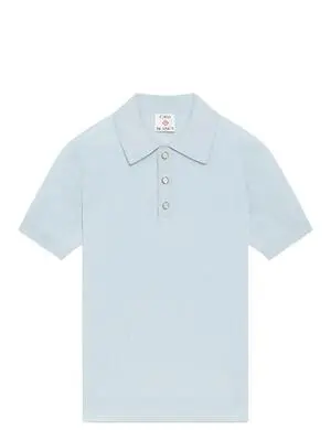 Casablanca Pointelle Monogram Short Sleeve Polo Shirt - Blue