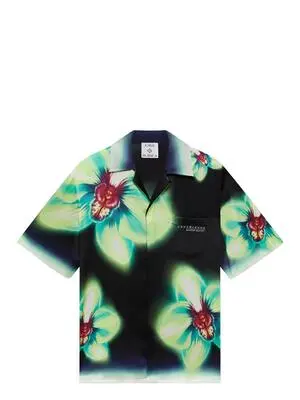 Casablanca Orchid Glitch Short Sleeve Silk Shirt - Multicolor