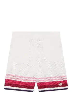 Casablanca Striped Crochet Shorts - White