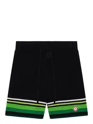 Casablanca Striped Crochet Shorts - Green