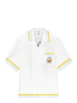 Casablanca Tennis Landscape Short Sleeve Silk Shirt - White