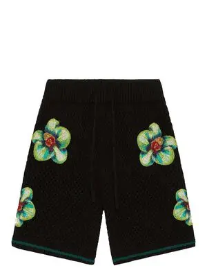 Casablanca Glitch Orchid Embroidered Crochet Shorts - Multicolor