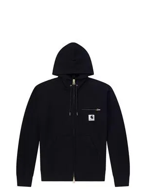 Sacai X Carhartt Wip Cotton-jersey Zip-up Hoodie - Black