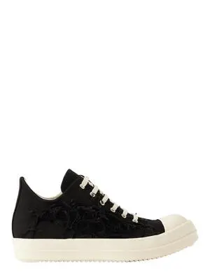 Rick Owens Ramones Frayed Denim Sneakers - Black