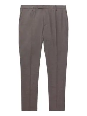 Sunspel Straight-leg Textured Wool-blend Suit Trousers - Brown