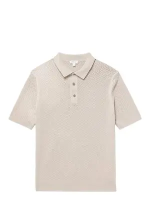 Sunspel Cotton-mesh Polo Shirt - Neutrals