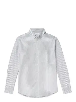 Portuguese Flannel Belavista Button-down Collar Pinstriped Cotton Oxford Shirt - Gray
