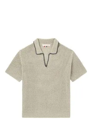 Orlebar Brown Crocheted Cotton Polo Shirt - Green