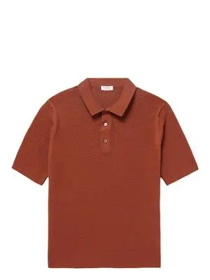 Sunspel Cotton-mesh Polo Shirt - Red