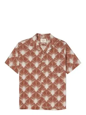 Portuguese Flannel Feathers Printed Linen And Cotton-blend Shirt - Red