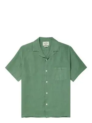Portuguese Flannel Camp-collar Linen Shirt - Green