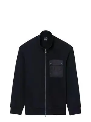 Armani Exchange Zip Sweatshirt With Chest Pocket - Black