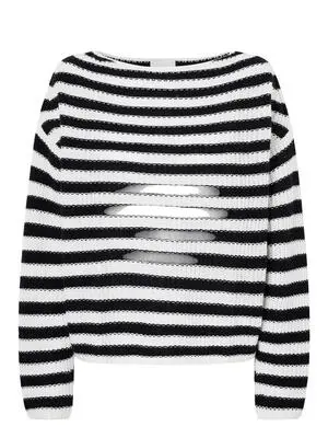 ALLUDE Striped Cotton And Cashmere-blend Sweater