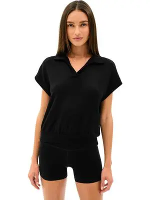 Splits59 Evie Fleece Sleeveless Polo - Black