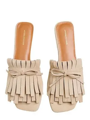 Anthropologie Kiltie Open Toe Slide Sandals - Taupe