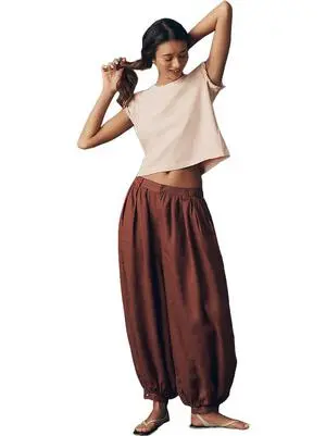 Anthropologie Linen Bubble Pants - Sable