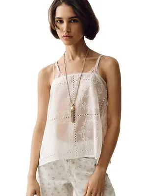 LAYERED Sheer Eyelet Shirt Top - White