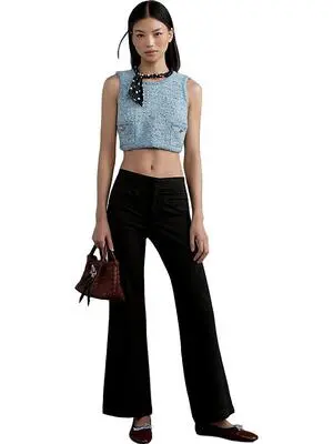 Maeve Retro Ponte Flare Pants - Black