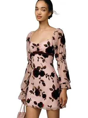 Avec Les Filles Sweetheart Poet-sleeve Mini Dress - Pink Pattern