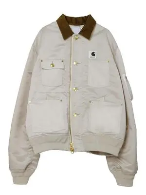 Sacai X Carhartt Wip Nylon Bomber Jacket - White