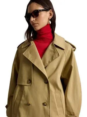 Ralph Lauren Cotton Twill Balloon Trench Coat - Khaki