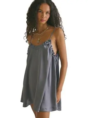 Free People Sundown Mini Slip Liquid Silver