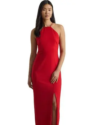 Ralph Lauren Double-faced Crepe Halter Gown - Cruise Red