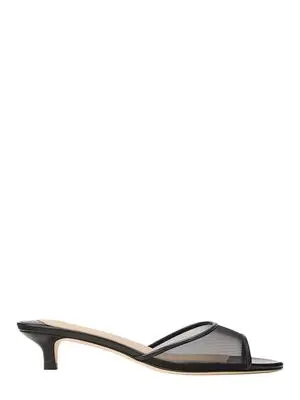 Ralph Lauren Francesca Leather & Mesh Mule Sandal - Black