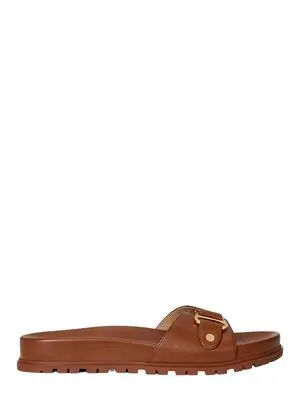 Ralph Lauren Tasha Leather Slide Sandal - Lauren Tan