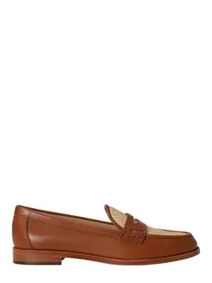 Ralph Lauren Wynnie Leather & Raffia Loafer - Lauren Tan/natural