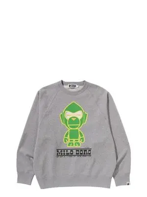A BATHING APE Milo Borg Relaxed Fit Crewneck Sweatshirt - Gray