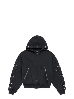 Balenciaga Cargo Zip-up Hoodie - Faded Washed Black