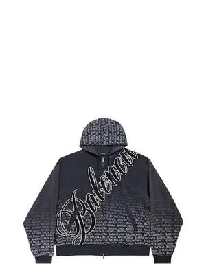 Balenciaga Over Zip-up Hoodie - Washed Black