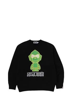 A BATHING APE Milo Borg Relaxed Fit Crewneck Sweatshirt - Black
