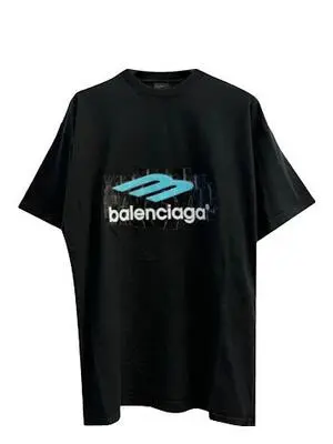 Balenciaga Oversized T-shirt - Faded Washed Black/light Blue/white