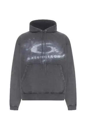 Balenciaga Oversized Drawstring Hoodie - Washed Black/white