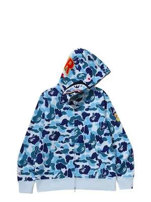 A BATHING APE Abc Camo 2nd Shark Full Zip Hoodie - Blue