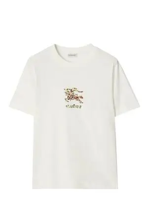 Burberry Floral Embellished T-shirt - Chalk