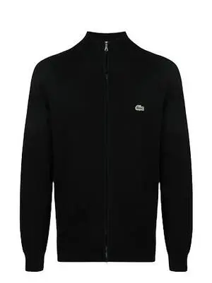 Lacoste Zip-up Highneck Cotton Sweater - Black