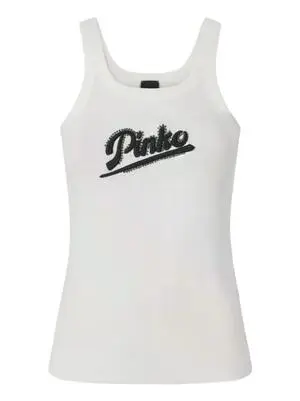 Pinko Logo-embroidered Tank Top - White