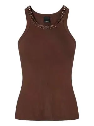 Pinko Stud-embellished Tank Top - Brown