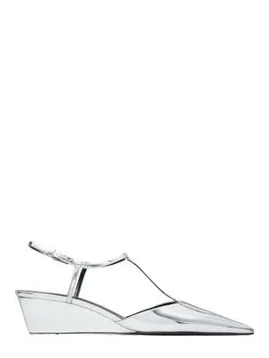Tory Burch Gigi Metallic T-strap Wedge - Silver