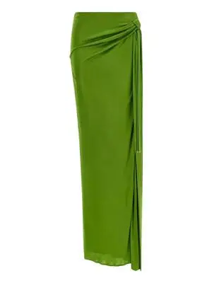 Elisabetta Franchi Knot-detail Long Skirt - Green